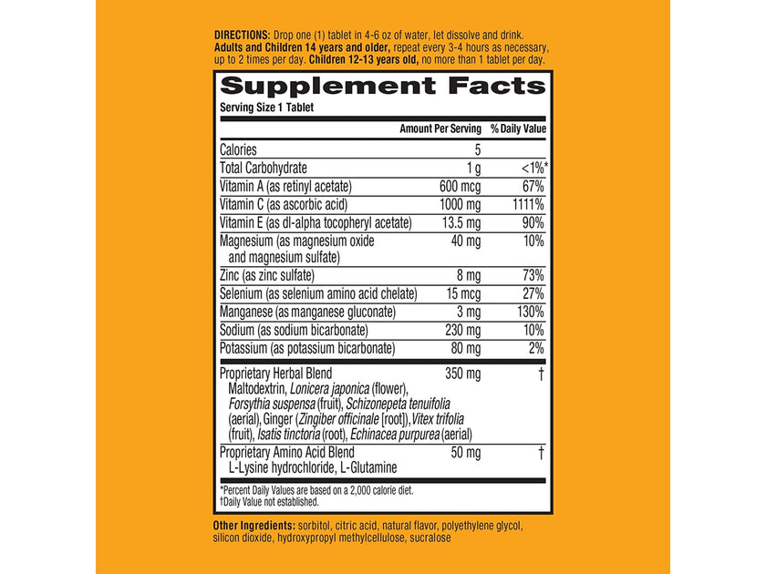 Airborne Lemon Lime Effervescent Tablets, 10 count - 1000 mg of Vitami ...